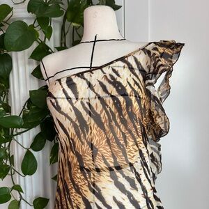 D&G | Dresses | Dg 200s Silk Animal Print One Shoulder Dress | Poshmark